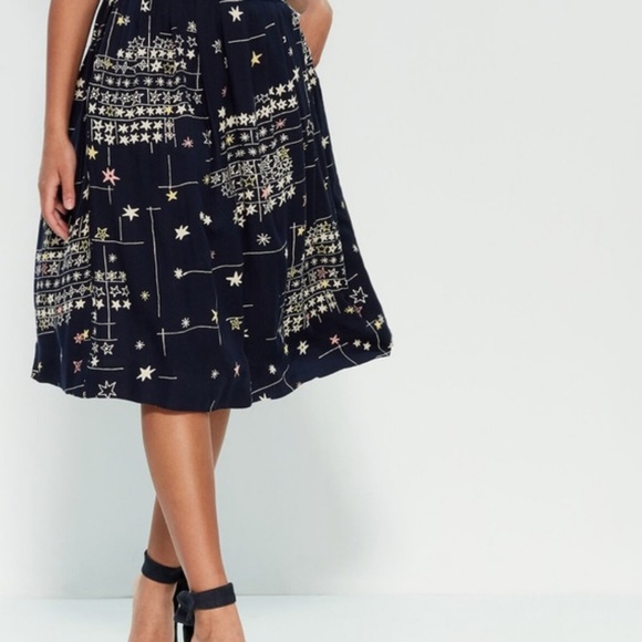 Modcloth | Skirts | Modcloth Emily And Fin Blue Starry Sky Midi Skirt ...